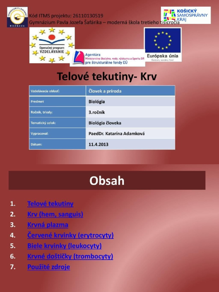Telové Tekutiny - KRV | PDF