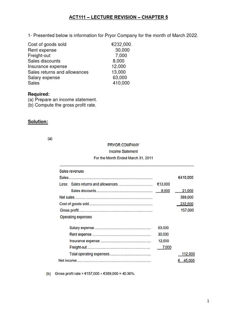 Chapetr 5 Revision Download Free Pdf Expense Cost Of Goods Sold