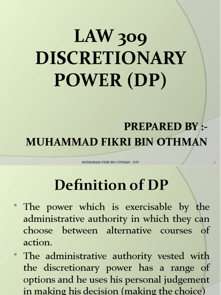 Law309 4 Discretionary Power Pdf 