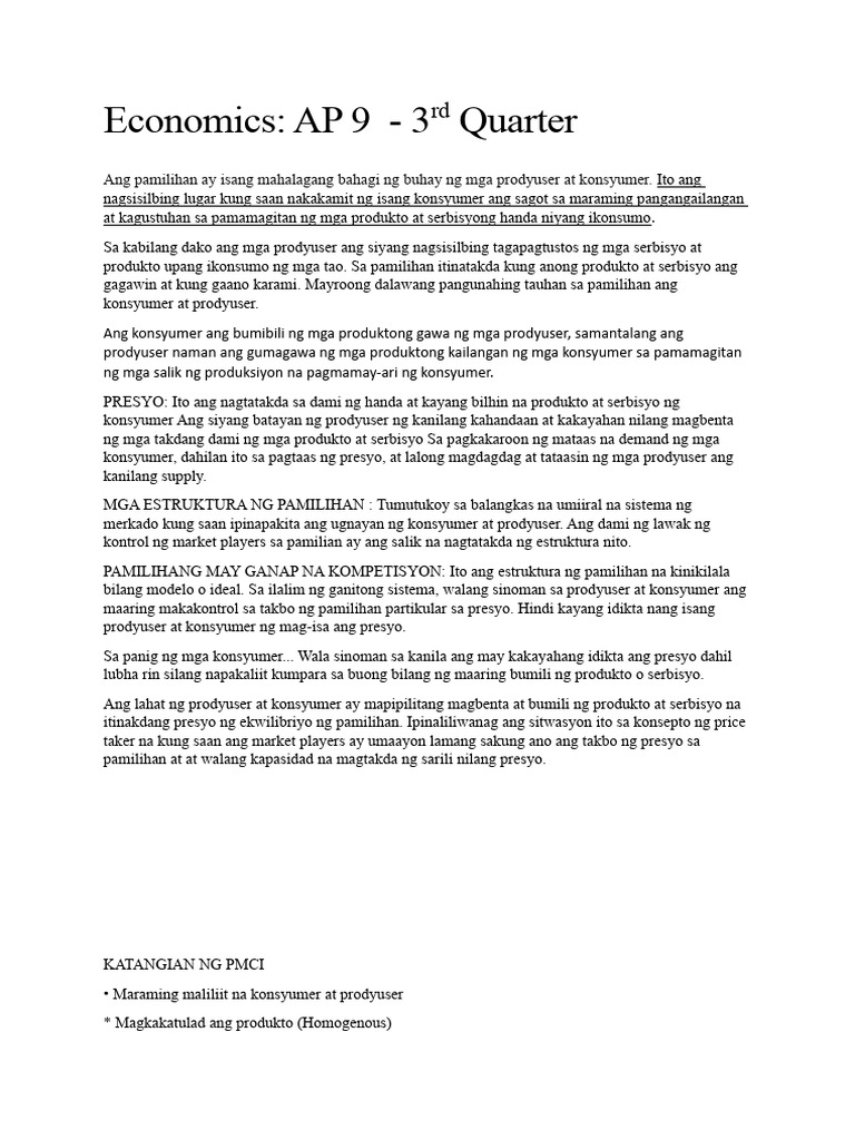 Economics - 3rd Quarter | PDF