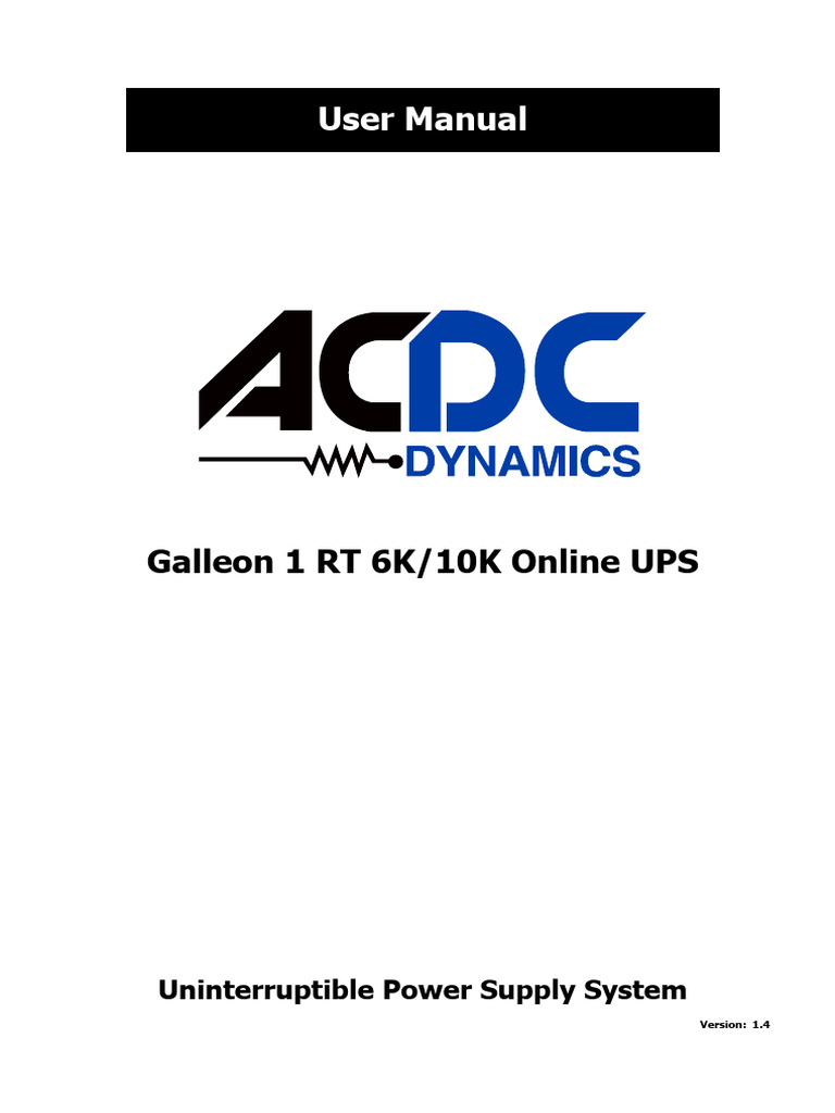 Galleon One-6-10K-Tower-RT-manual | PDF | Power Supply | Electrical Wiring