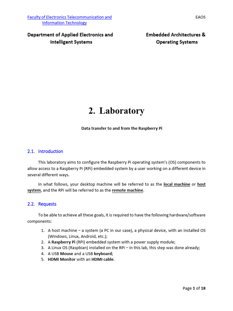 Lab 02 - Eng - Conectare RPi | PDF | Secure Shell | Operating System