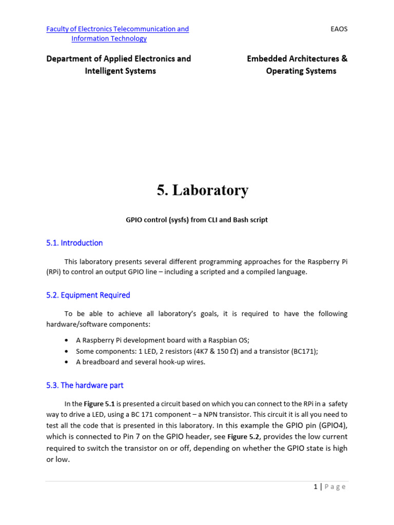 Lab 05 - Eng - GPIO Sysfs V2.0 | PDF | Input/Output | File System