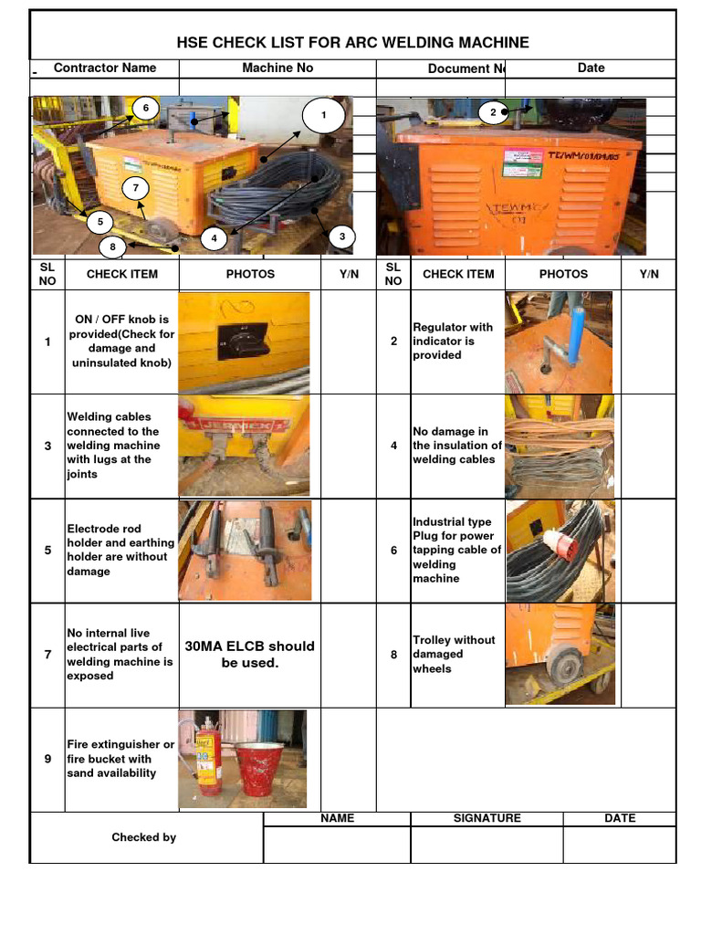 HSE Inspection Checklist 1680045167 | PDF | Electrical Connector | Welding