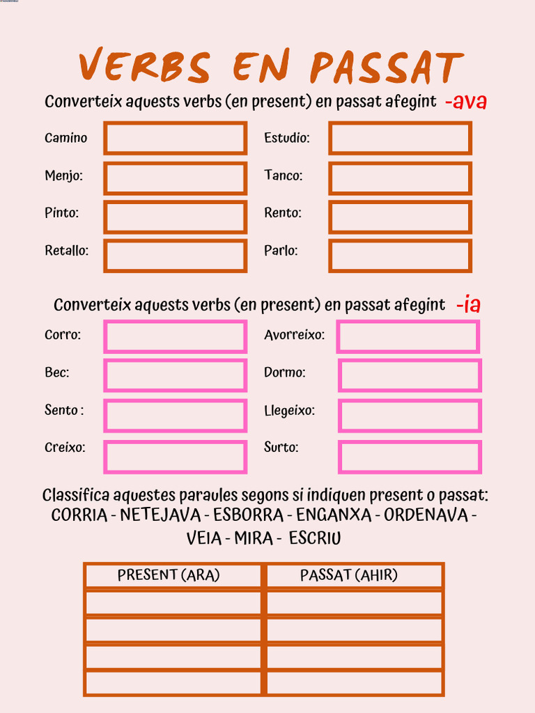 verbs en passat | PDF