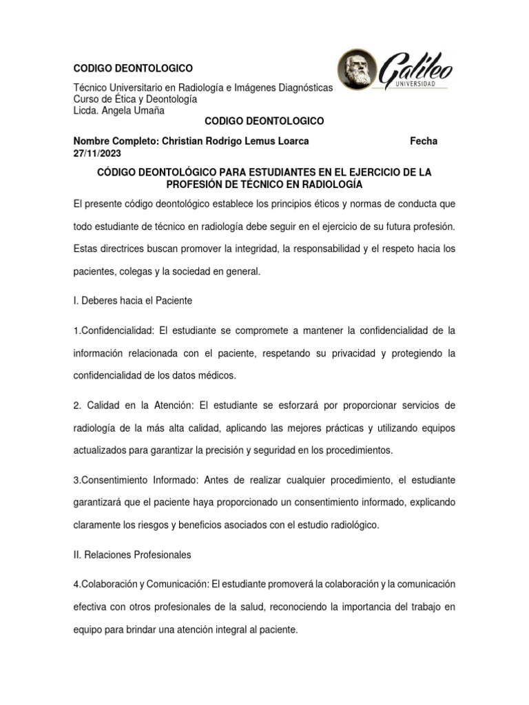Codigo Deontologico Christian Lemus | PDF