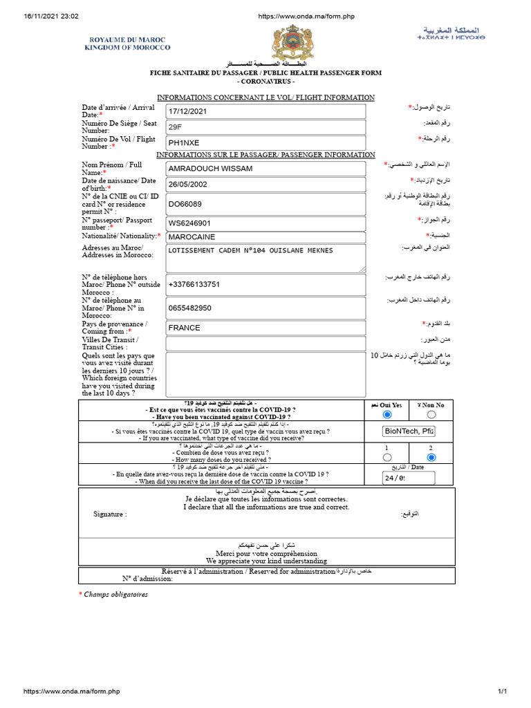 Fiche Sanitaire | PDF