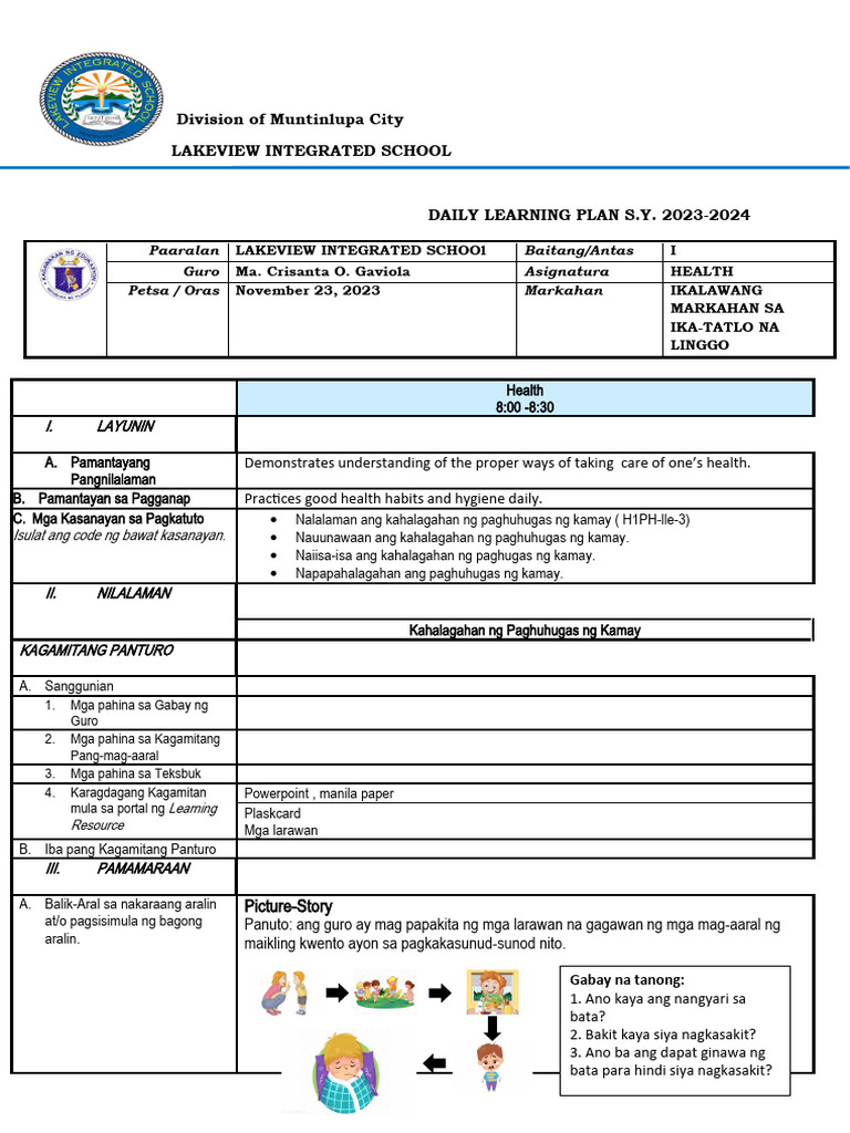 Detailed Lesson Plan in Health 1 | PDF