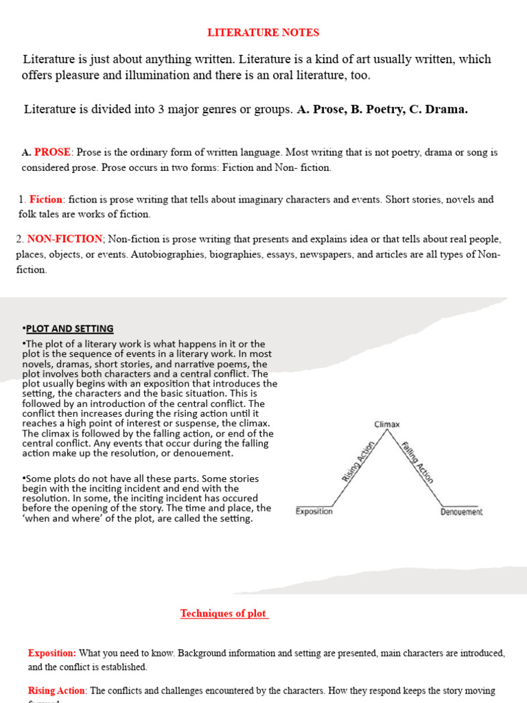 Key Concepts in Literature Notes | PDF | Narration | Plot (Narrative)