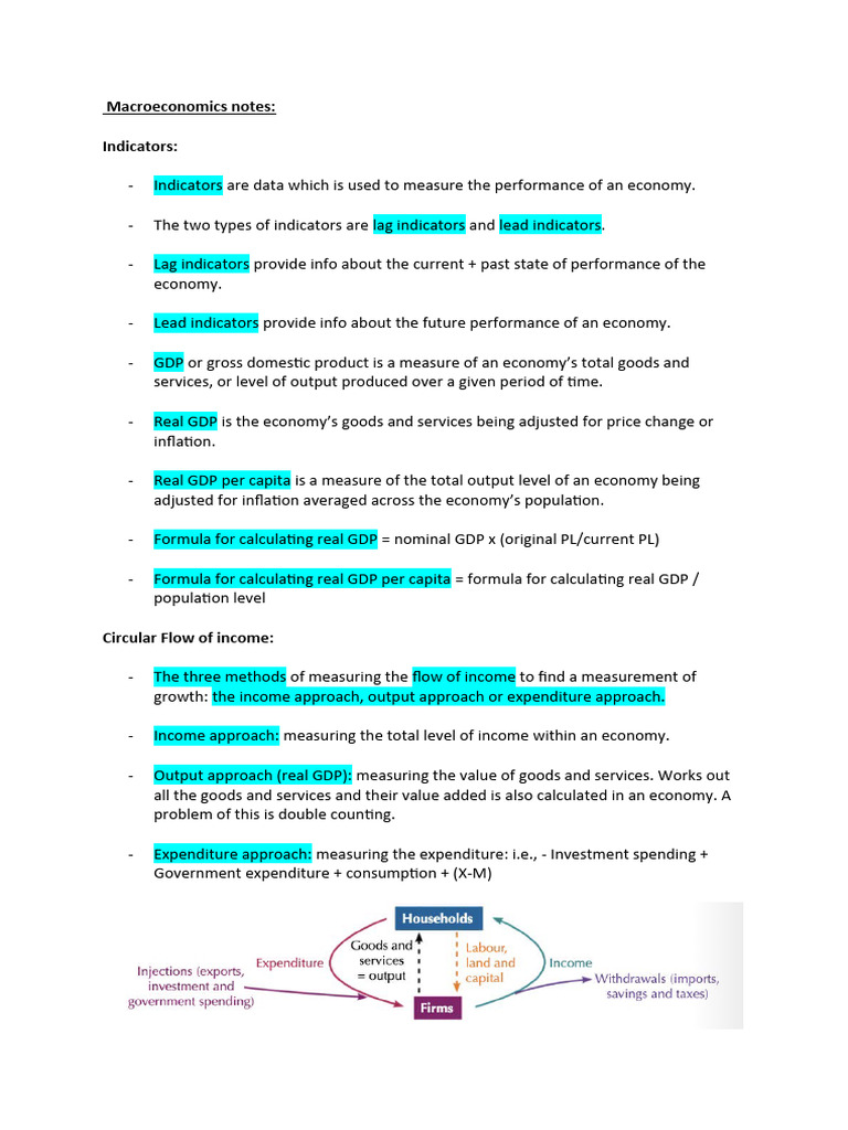 Macro Economics Notes | PDF | Gross Domestic Product | Output (Economics)