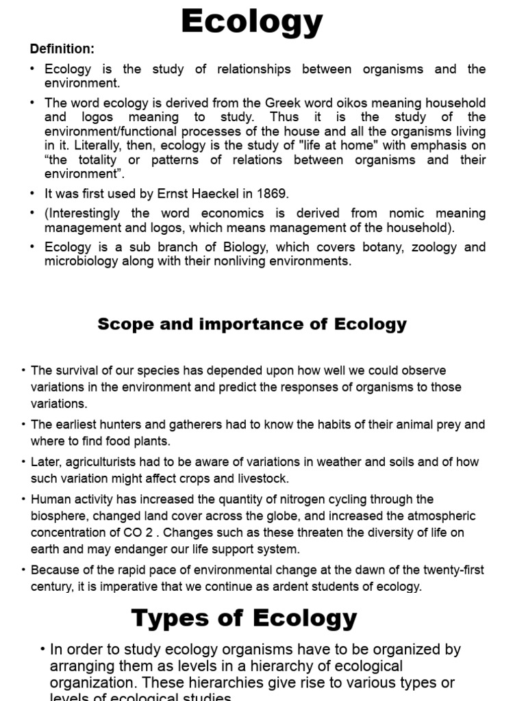Understanding Ecology and Its Importance | PDF | Primary Production ...