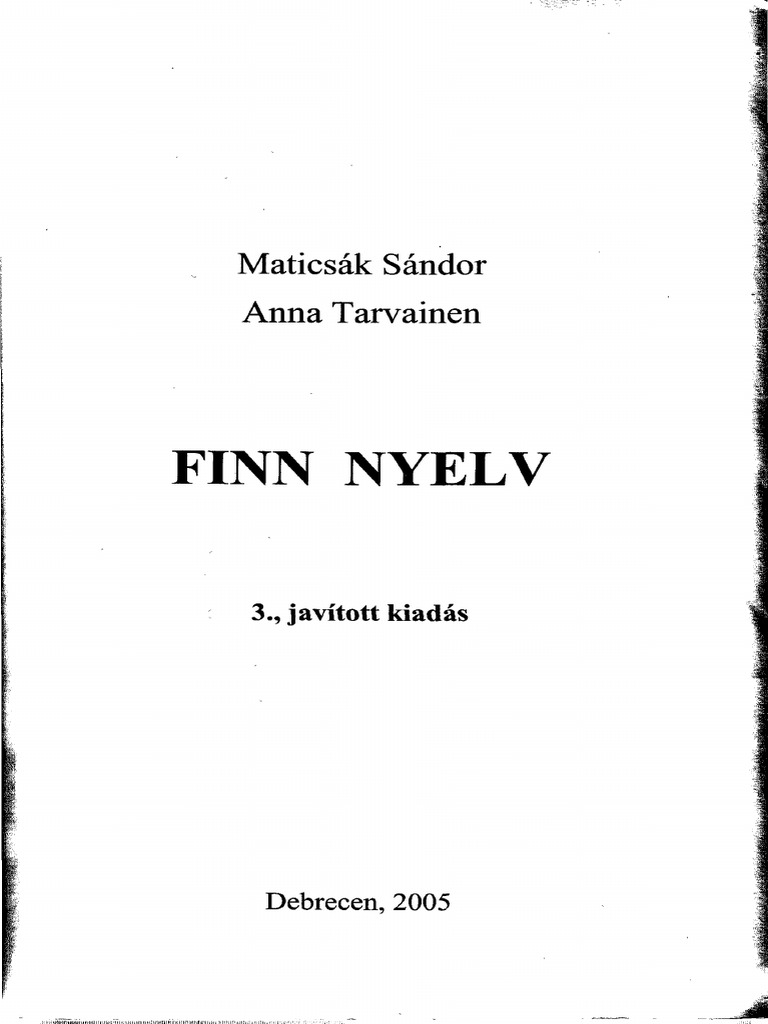 Maticsák Sándor - Anna Tarvainen - Finn Nyelv | PDF