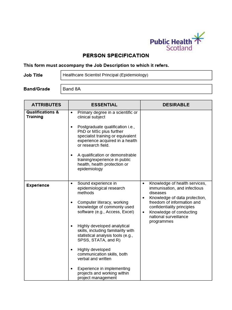 PHS-165671-Healthcare Scientist Principal-Person Specification | PDF ...