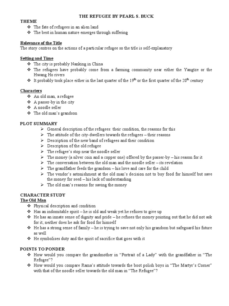 The Refugee: A Summary of Buck's Tale | PDF