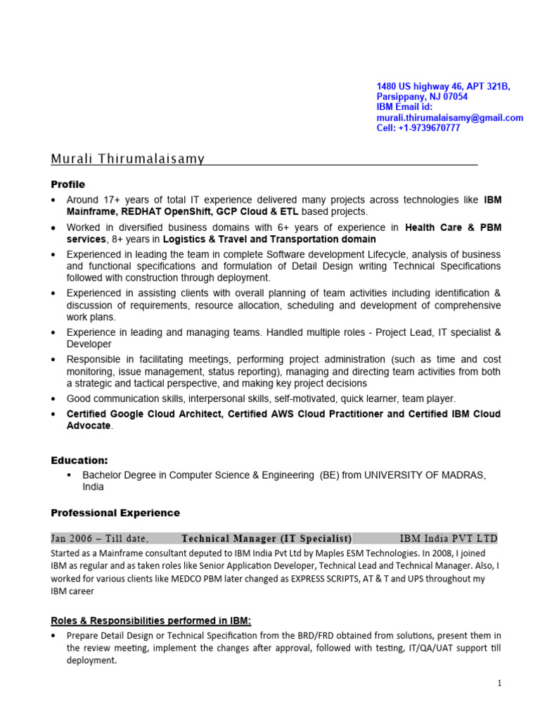 Murali Resume | PDF | Ibm Db2 | Data Warehouse