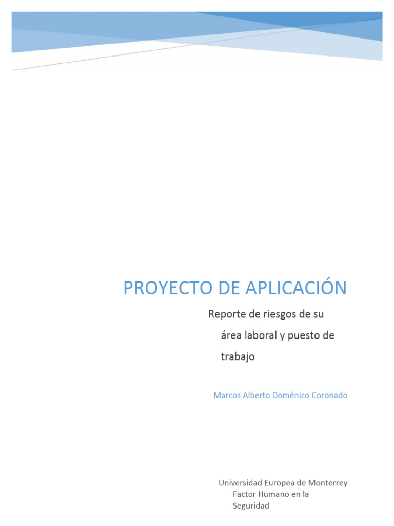 Proyecto de Aplicaci N | PDF | Riesgo | Seguridad y salud ocupacional