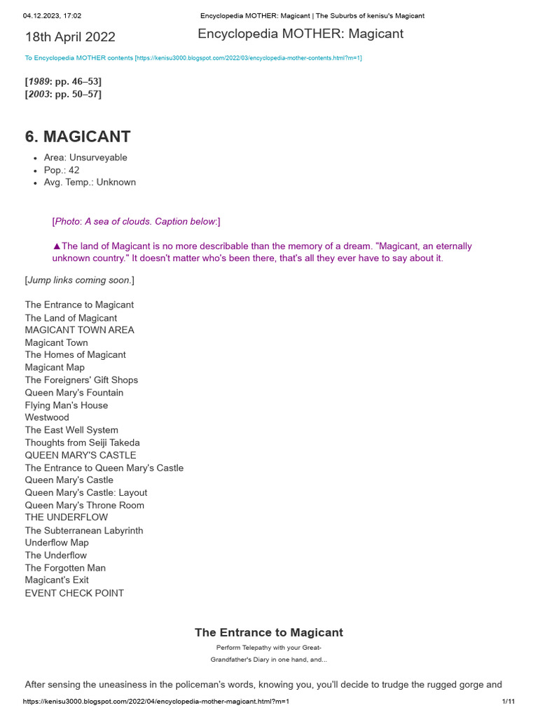Encyclopedia MOTHER - Magicant - The Suburbs of Kenisu's Magicant ...