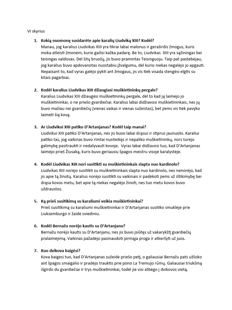 3 Muškietininkai VI Skyrius | PDF