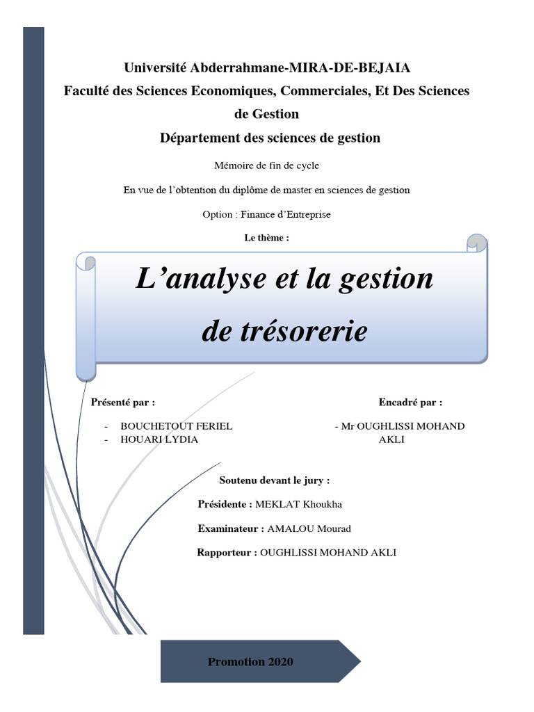 L'analyse Et La Gestion de Trésorerie | PDF | Banques | Fonds de roulement