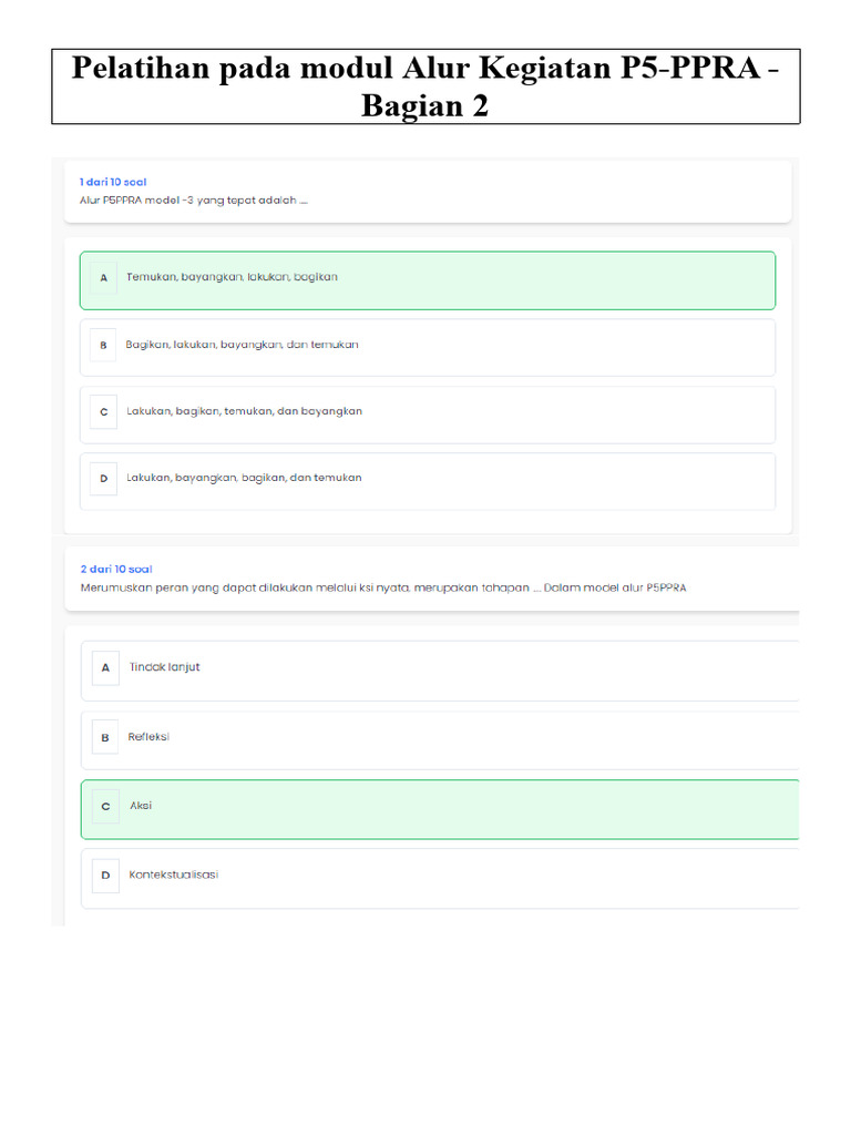 Soal Latihan Alur Kegiatan P5-PPRA | PDF
