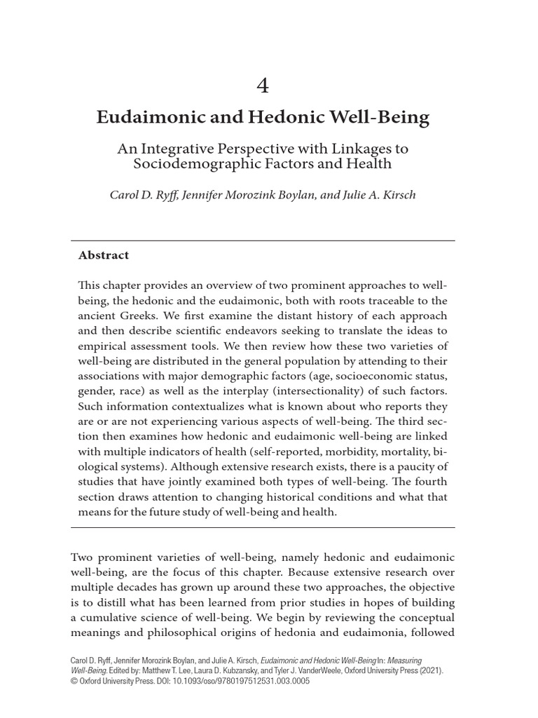 Ryff Et Al. (2021) - Eudaimonic and Hedonic Well-Being | PDF ...