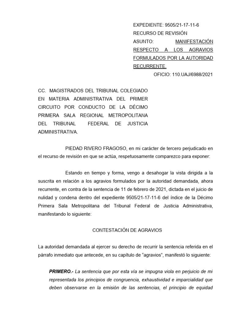 Agravios en Recurso de Revisión 9505/21 | PDF | Derecho