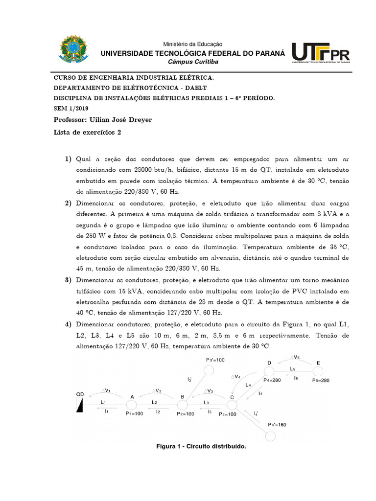 Lista de Exercicios 2 - Dimensionamentos | PDF