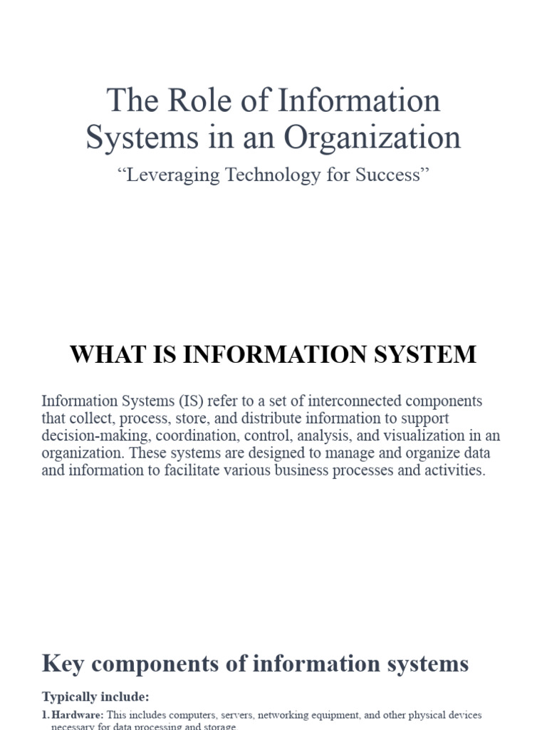 The Role of Information Systems in An Organization | PDF | Information ...