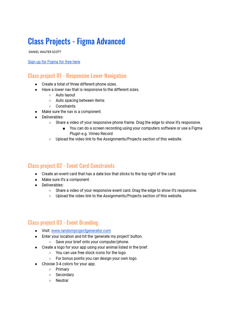 Class Projects - Figma Advanced | PDF