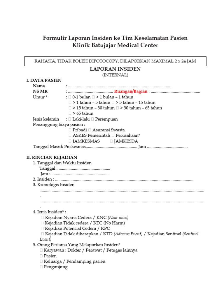 Formulir IKP Klinik BMC | PDF