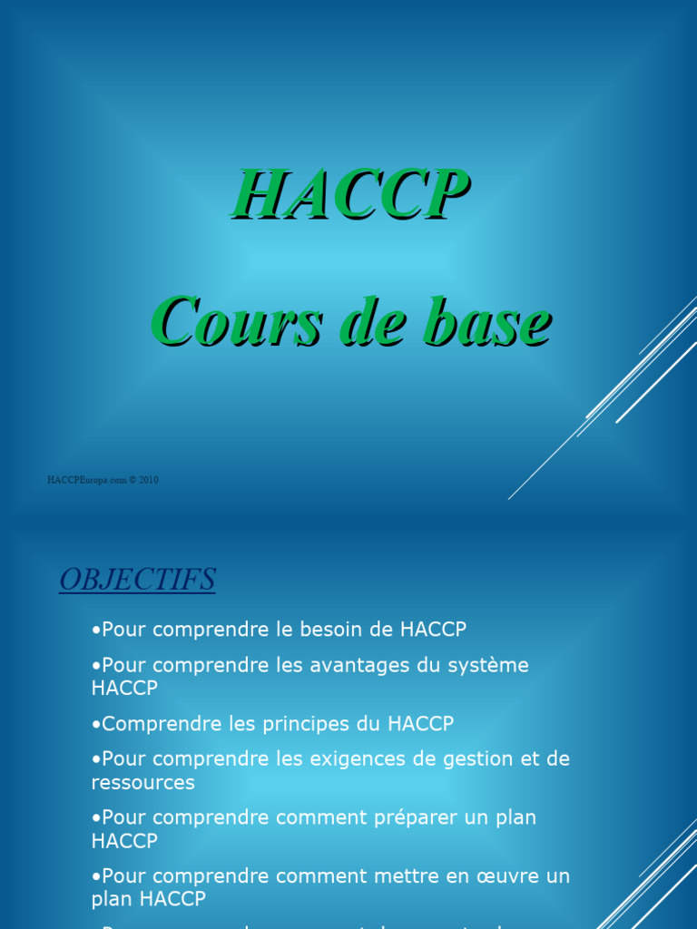 HACCP Basic Course Français | PDF