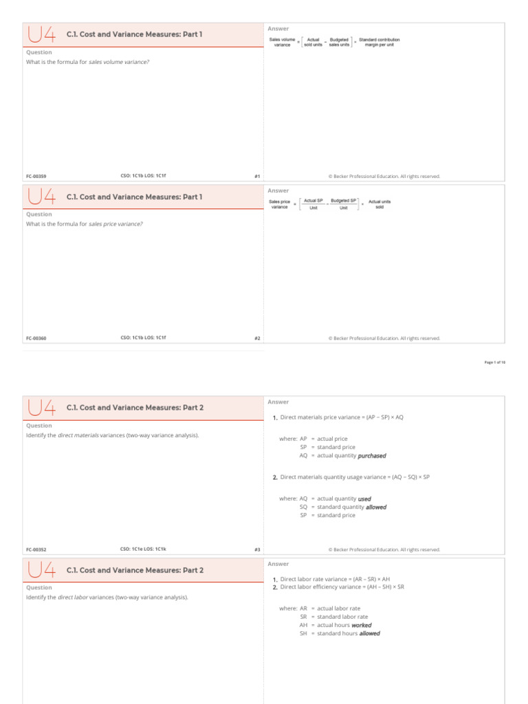 Flashcards Becker U4 P1 | PDF | Return On Equity | Return On Investment