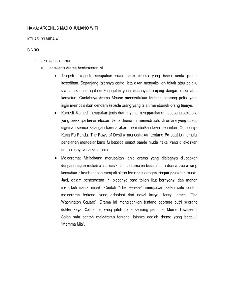 Jenis Jenis Drama Dan Rangkuman | PDF Jenis Jenis Drama Dan Rangkuman | PDF