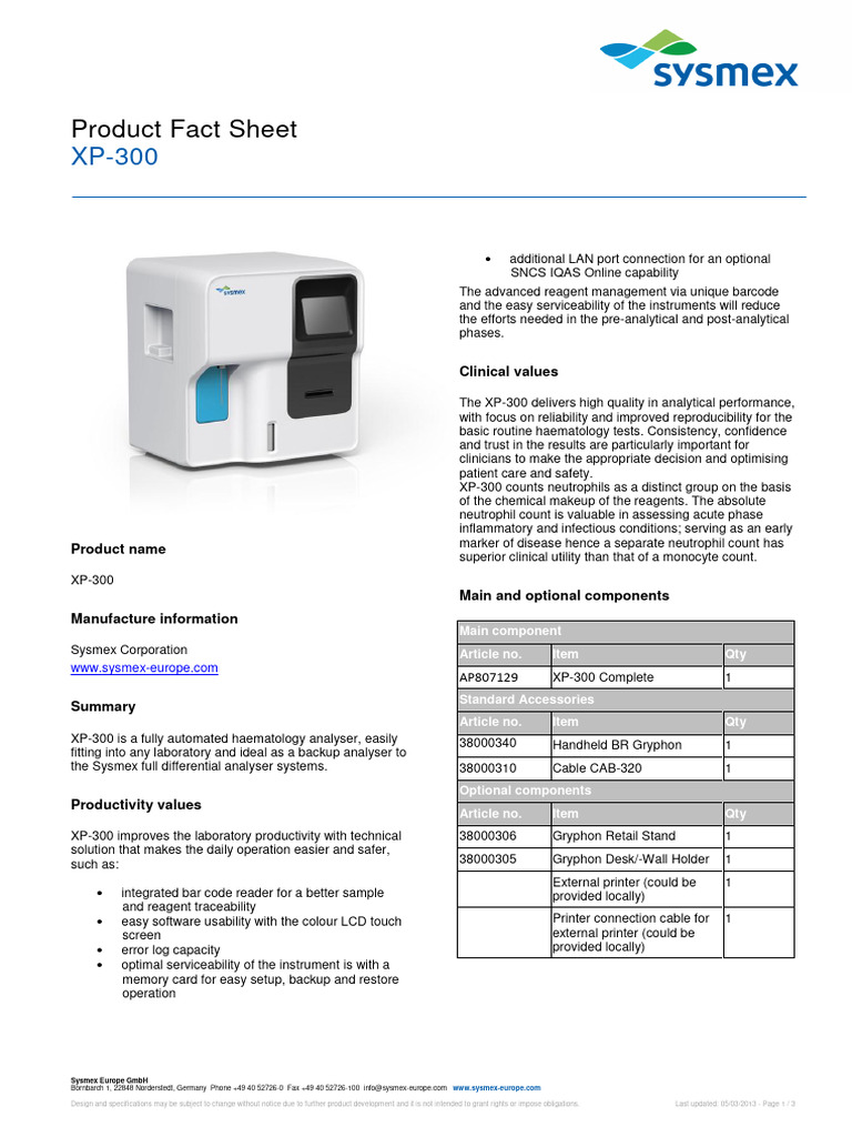 Sysmex XP 300 | PDF | Reliability Engineering | Computing