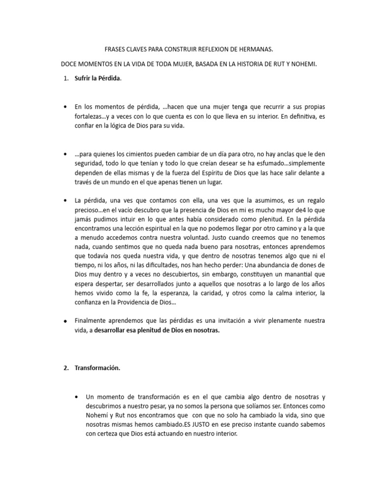 Frases Claves para Construir Reflexion de Hermanas | PDF