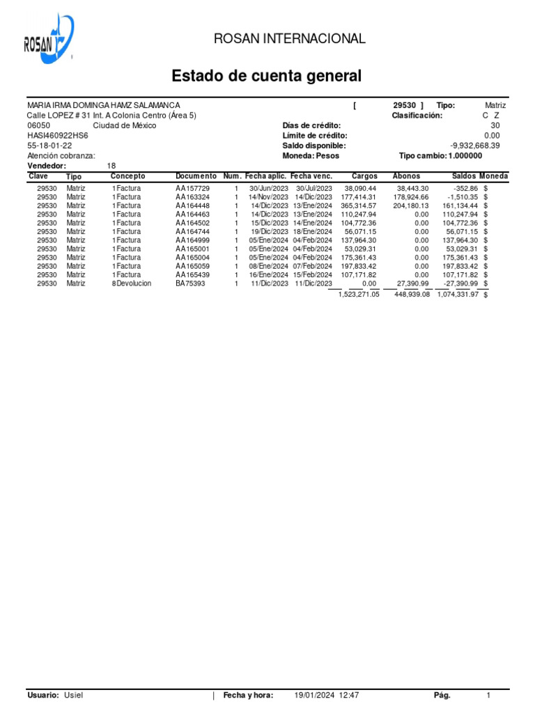 Edo. Cta Gral. Maria Irma Al 19-01-23 | PDF Edo. Cta Gral. Maria Irma Al 19-01-23 | PDF