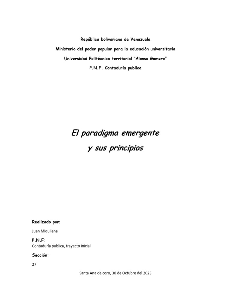 El Paradigma Emergente Pdf Paradigma Complejidad