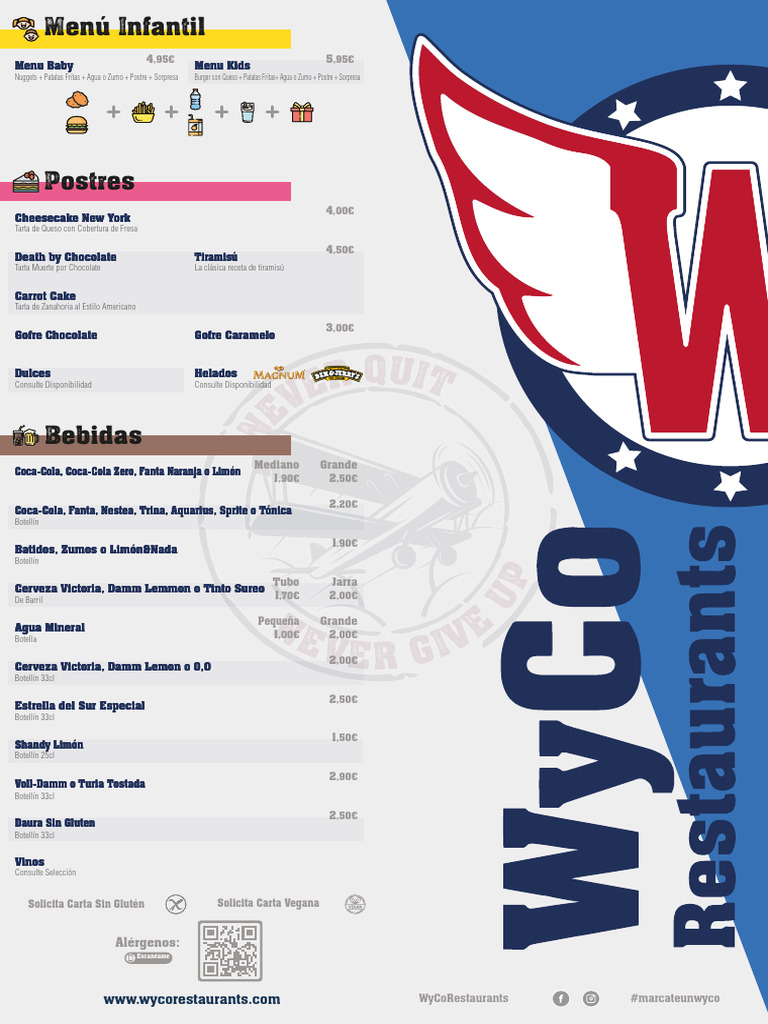 Menú Completo WyCo Restaurants | PDF | Parilla | Pizza