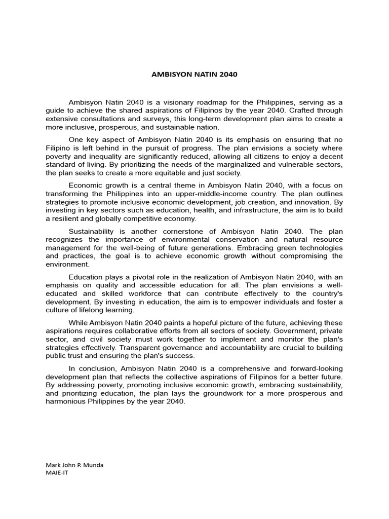 Ambisyon Natin 2040 | PDF | Sustainability | Economic Growth