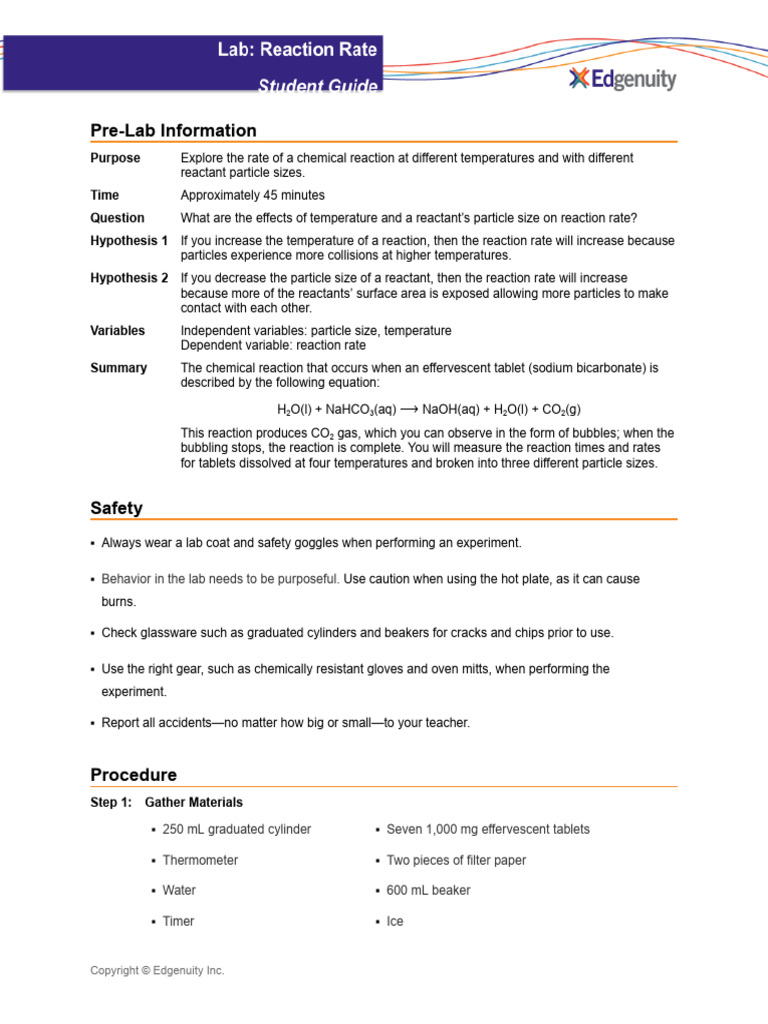 Pre-Lab Information: Behavior in The Lab Needs To Be Purposeful | PDF ...