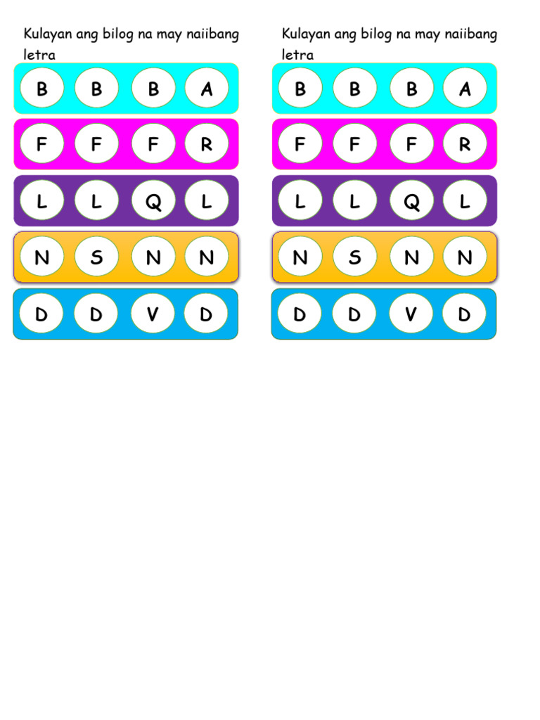 Kulayan Ang Bilog Na May Naiibang Letra | PDF