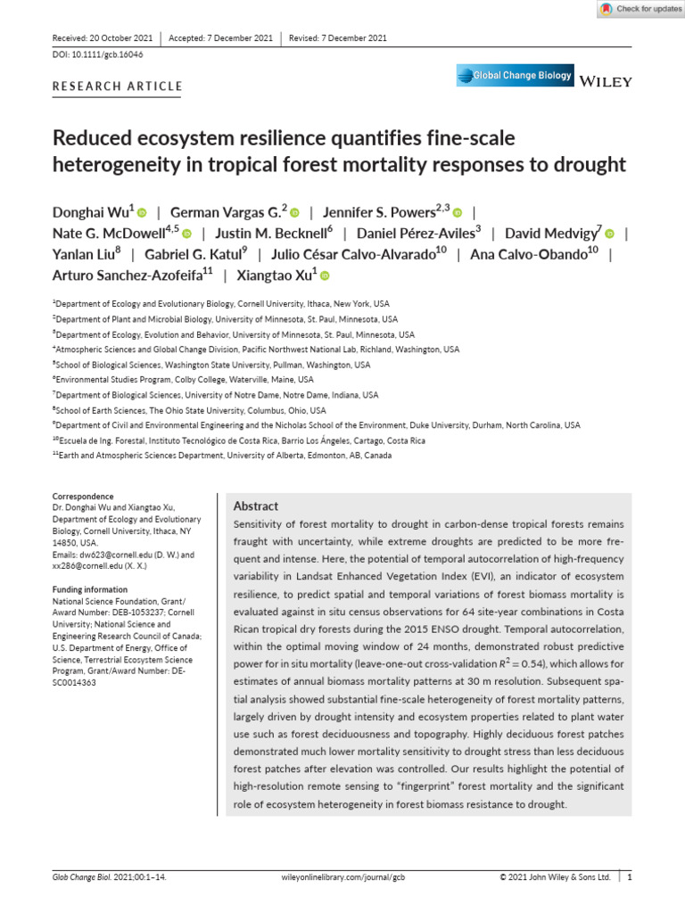 Reduced Ecosystem Resilience Quantifies Fine-Scale Heterogeneity in ...