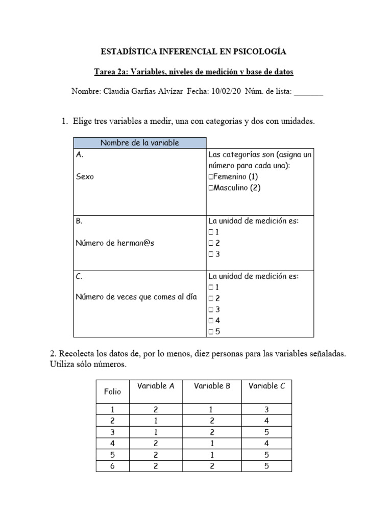 Tarea 1b. Variables y Base de Datos | PDF