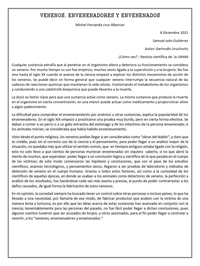 Venenos: Historia y Ciencia del Envenenamiento | PDF | Veneno