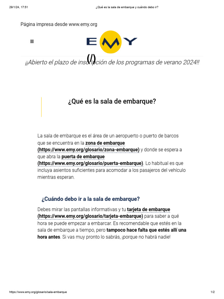 Qué es la sala de embarque y su uso | PDF