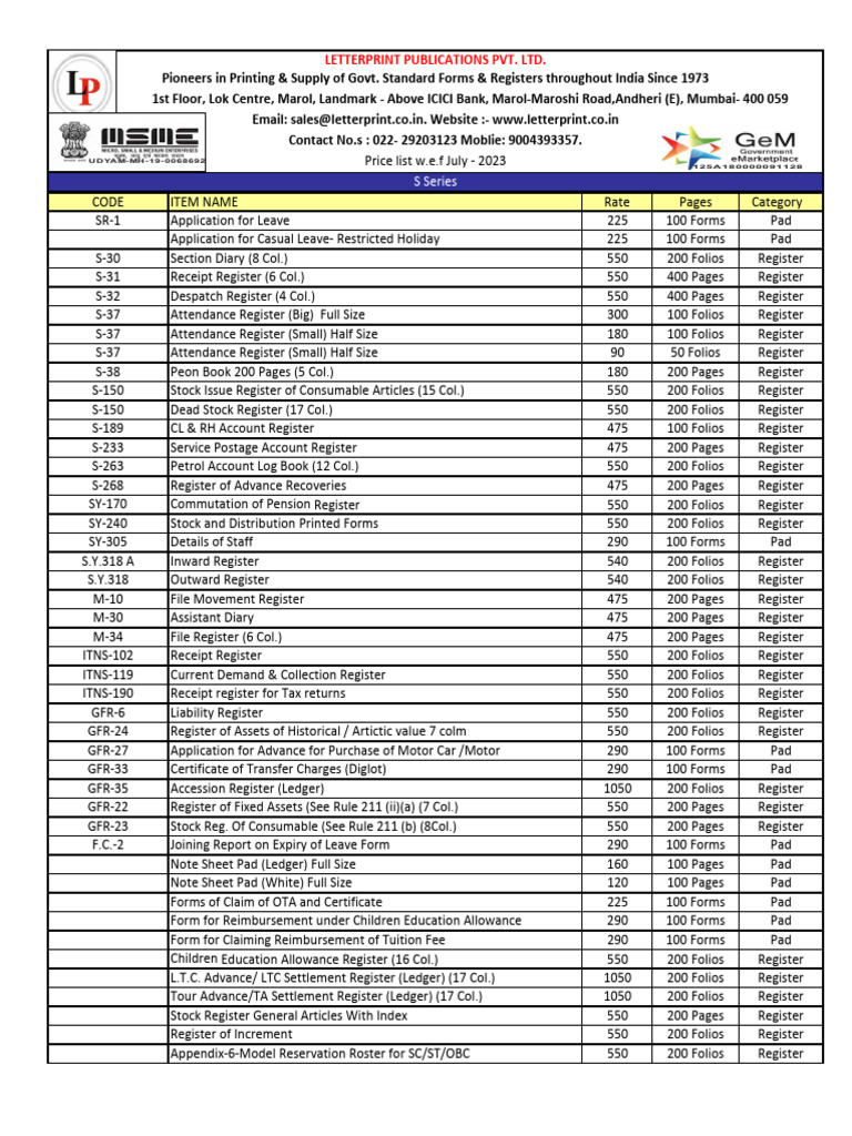 Letterprint Price List DEC-2023-24 | PDF | Cheque | Banks