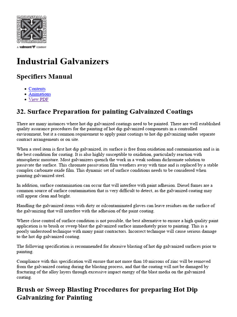 Additional Information On SWEEP Sandblast Cleaning - For-Galvanized Steel - INDUSTRIAL | PDF ...
