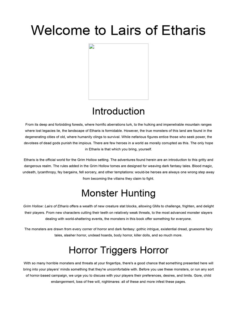 Grim Hollow - Lairs of Etharis | PDF