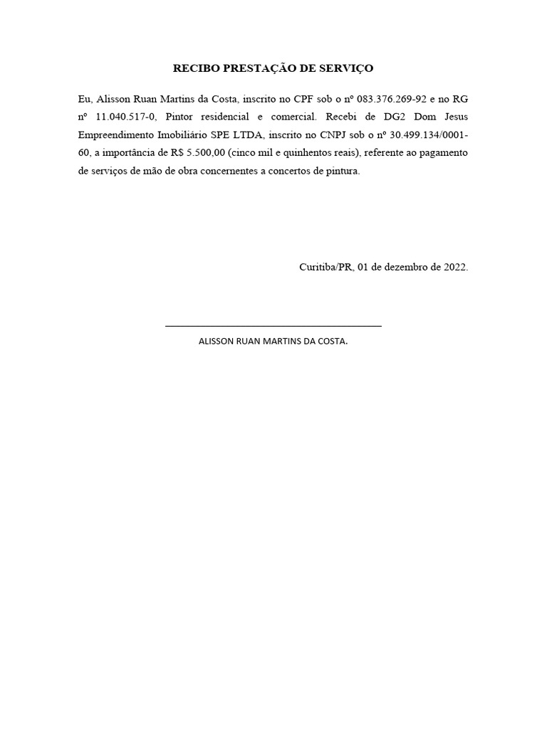 Recibo Alisson 2 | PDF