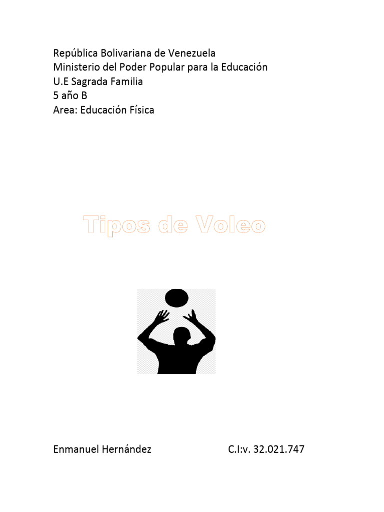 Tipos de Voleo en Voleibol: Guía Esencial | PDF | Vóleibol | Deportes